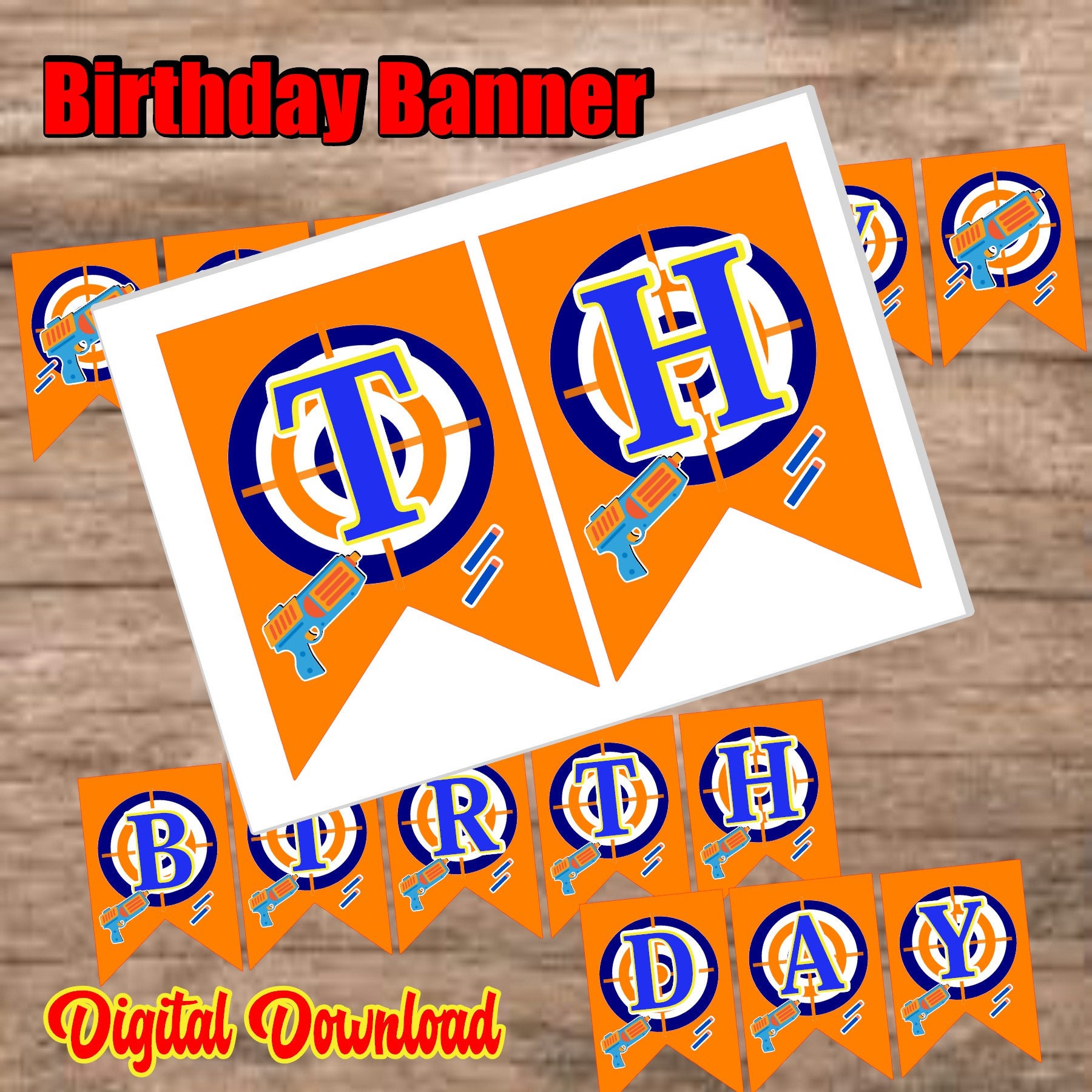Nerf Birthday Banner, Nerf Banner, Dart Gun Birthday Party, Dart Gun ...