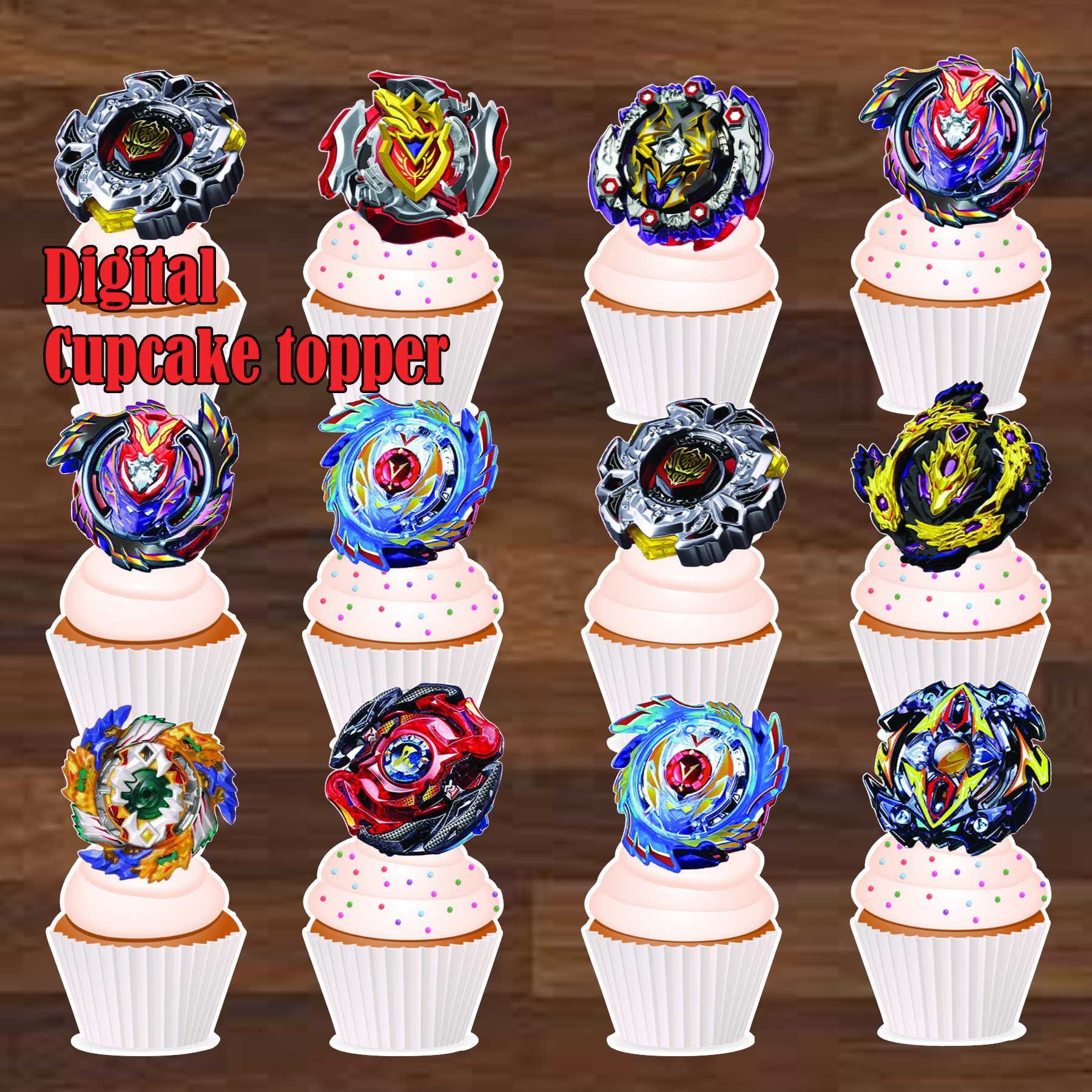 Beyblade Cupcake Topper, Beyblade, Beyblade Topper, Beyblade Birthday ...