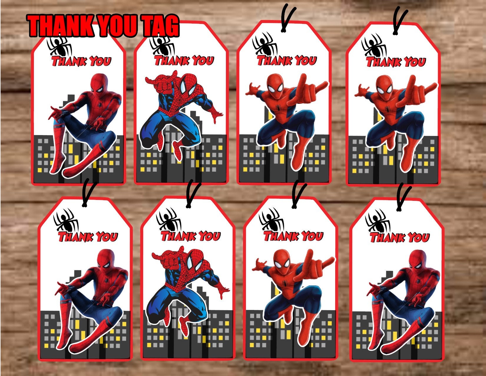 Spiderman Thank You Tag, Spiderman Birthday, Spiderman Gift Tag ...
