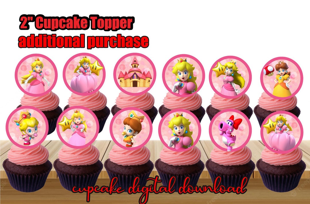 Princess Peach Cupcake Topper, Princess Peach Birthday, Princess Peach ...