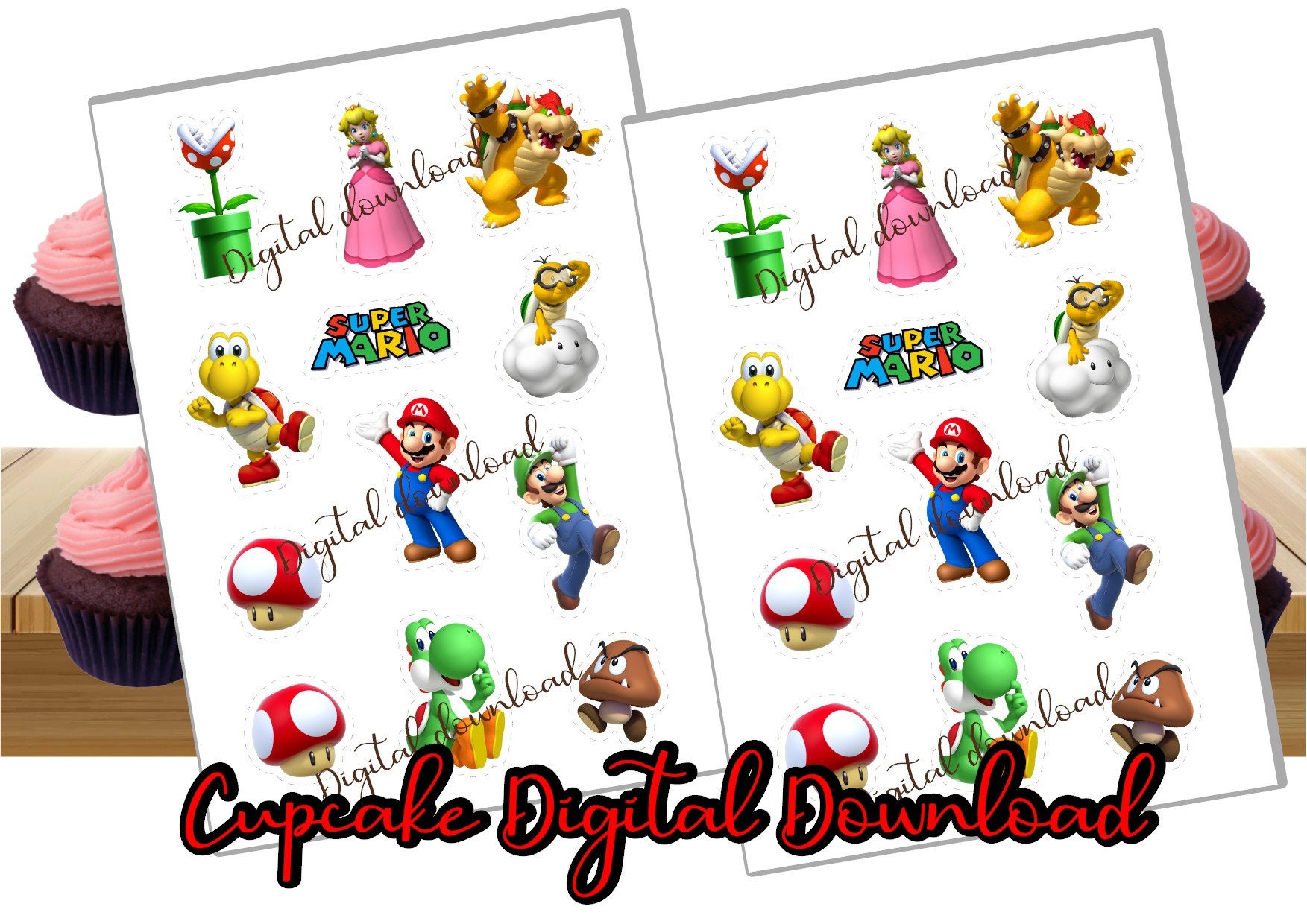 Mario Cupcake Topper, Mario Birthday Party, Mario Party, Cupcake ...