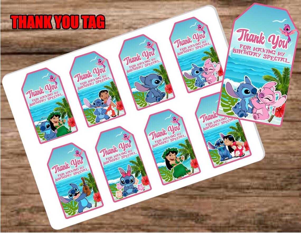 Lilo and Stitch Thank You Tag, Lilo and Stitch Birthday, Lilo and ...