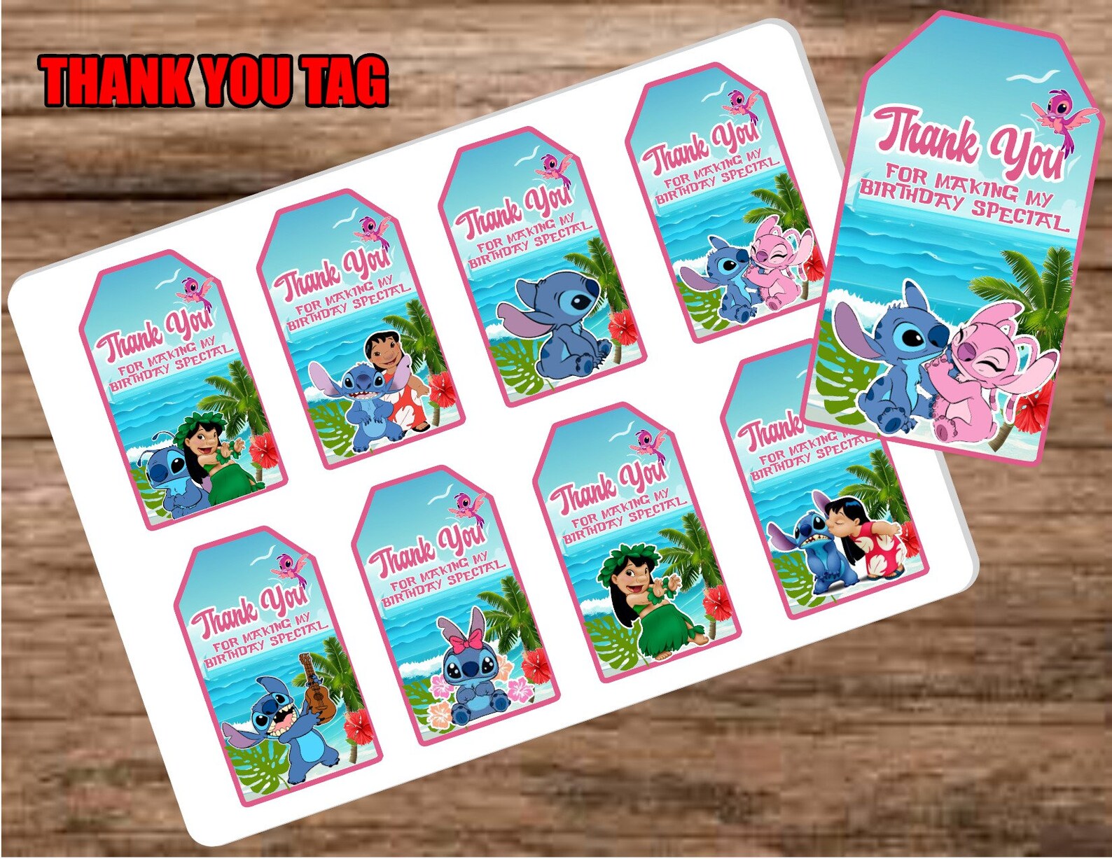 Lilo and Stitch Thank You Tag, Lilo and Stitch Birthday, Lilo and ...