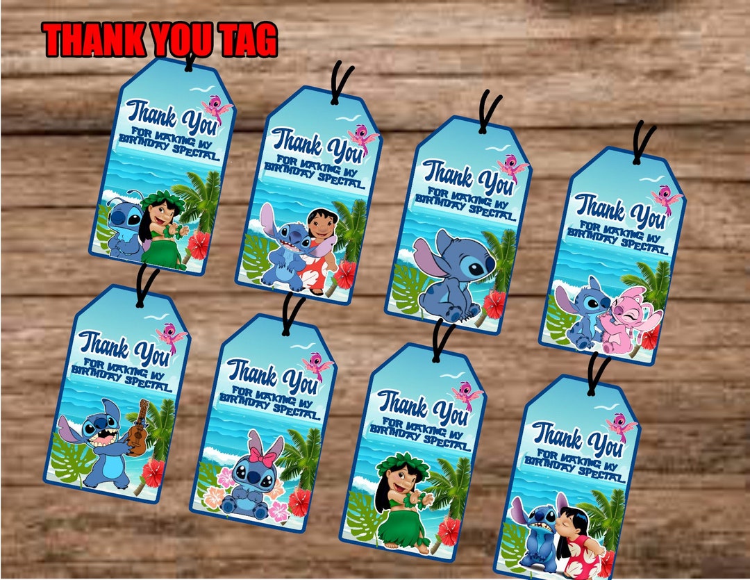 Lilo and Stitch Thank You Tag, Lilo and Stitch Birthday, Lilo and ...