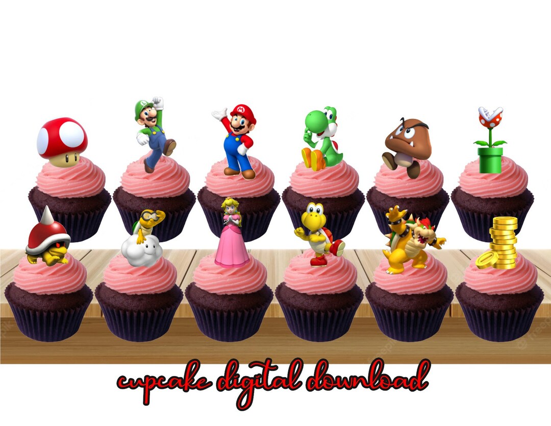 Super Mario Cupcake Topper Mario Bros Cupcake Topper Super - Etsy