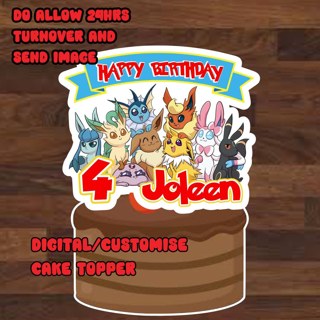 Pokemon Cake Topper, Pokemon Birthday Cake Topper, Eevee Birthday Party ...