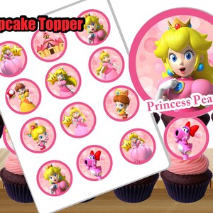 Princess Peach Cupcake Topper, Princess Peach Birthday, Princess Peach ...