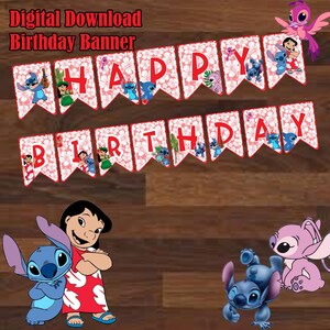 Lilo and Stitch Birthday Banner, Lilo and Stitch Birthday, Lilo and ...