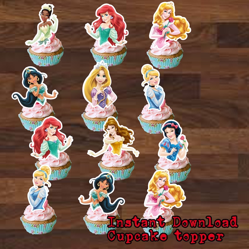 Princess Cupcake Topper, Princess Birthday, Princess Birthday Party ...