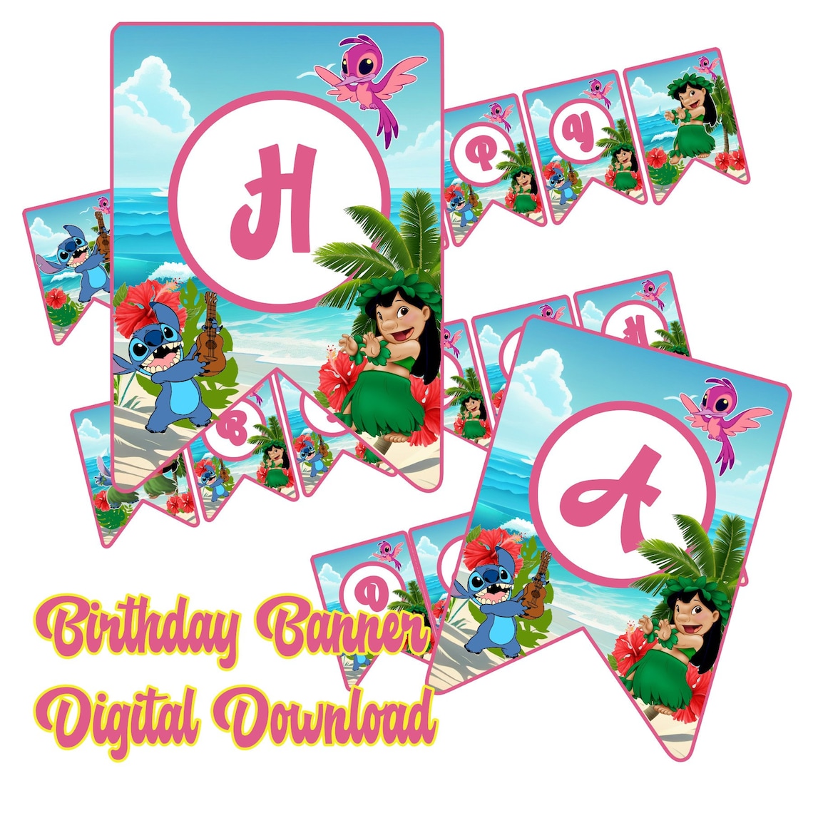 Lilo and Stitch Birthday Banner, Lilo and Stitch, Lilo and Stitch ...