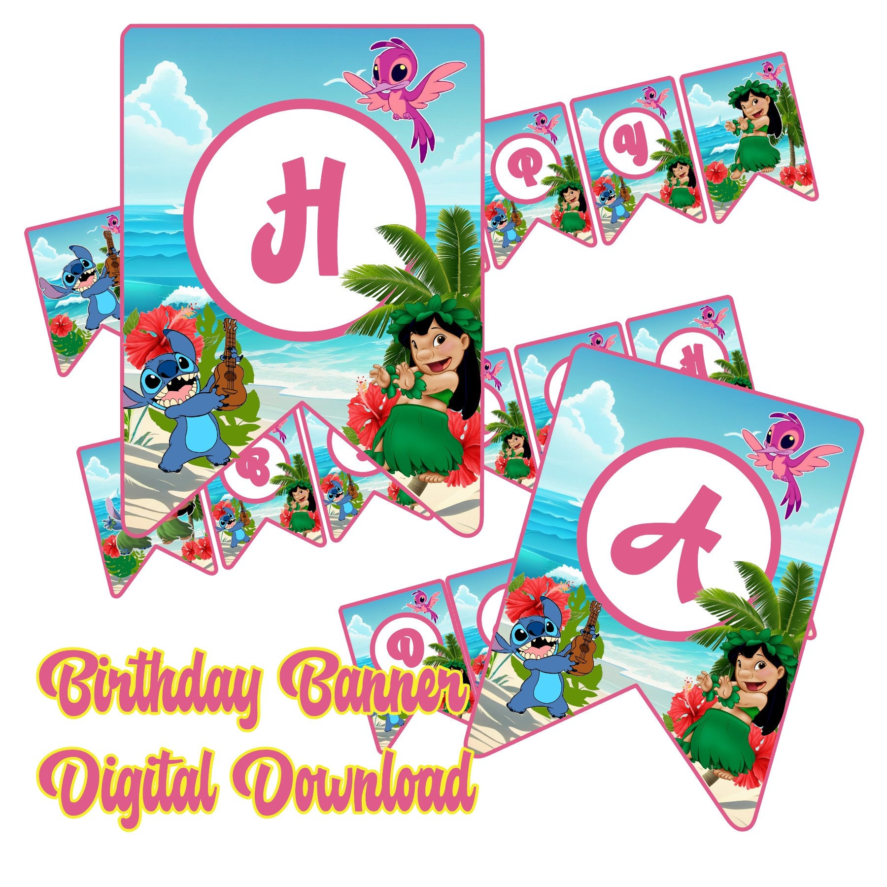 Lilo and Stitch Birthday Banner, Lilo and Stitch, Lilo and Stitch ...