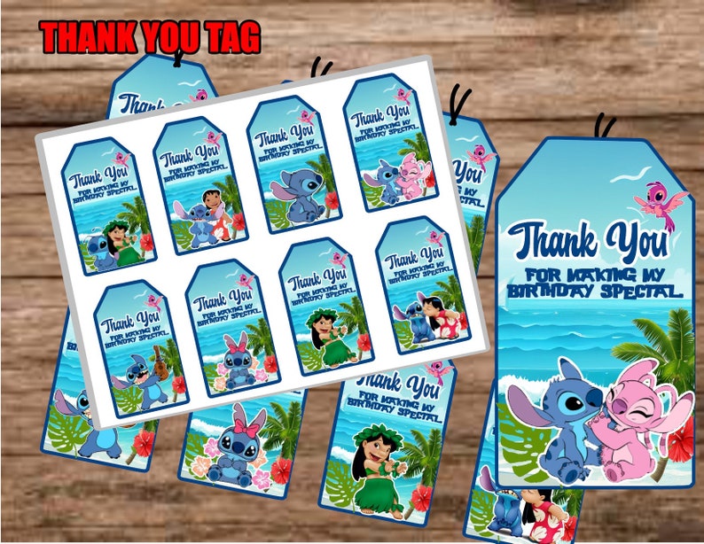 Lilo and Stitch Thank You Tag, Lilo and Stitch Birthday, Lilo and ...