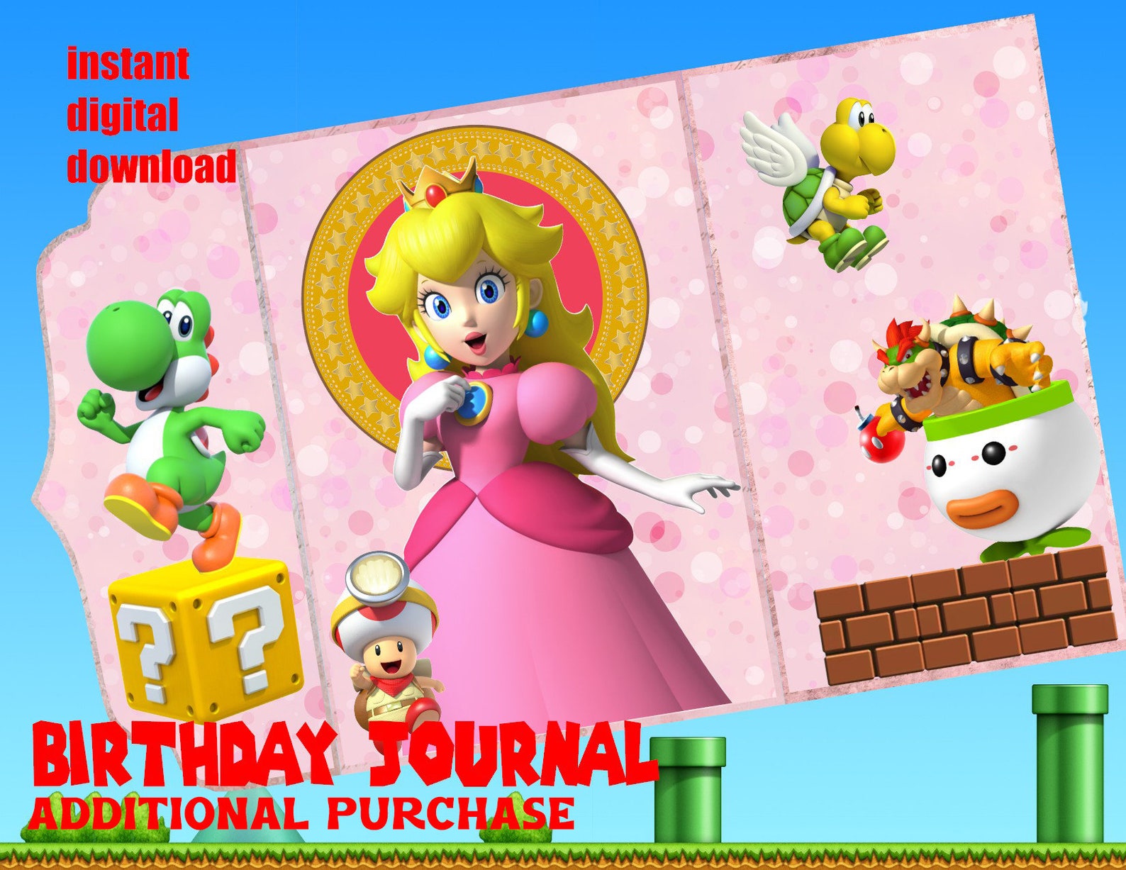 Mario Birthday, Princess Peach Thank You Tag, Princess Peach Birthday ...