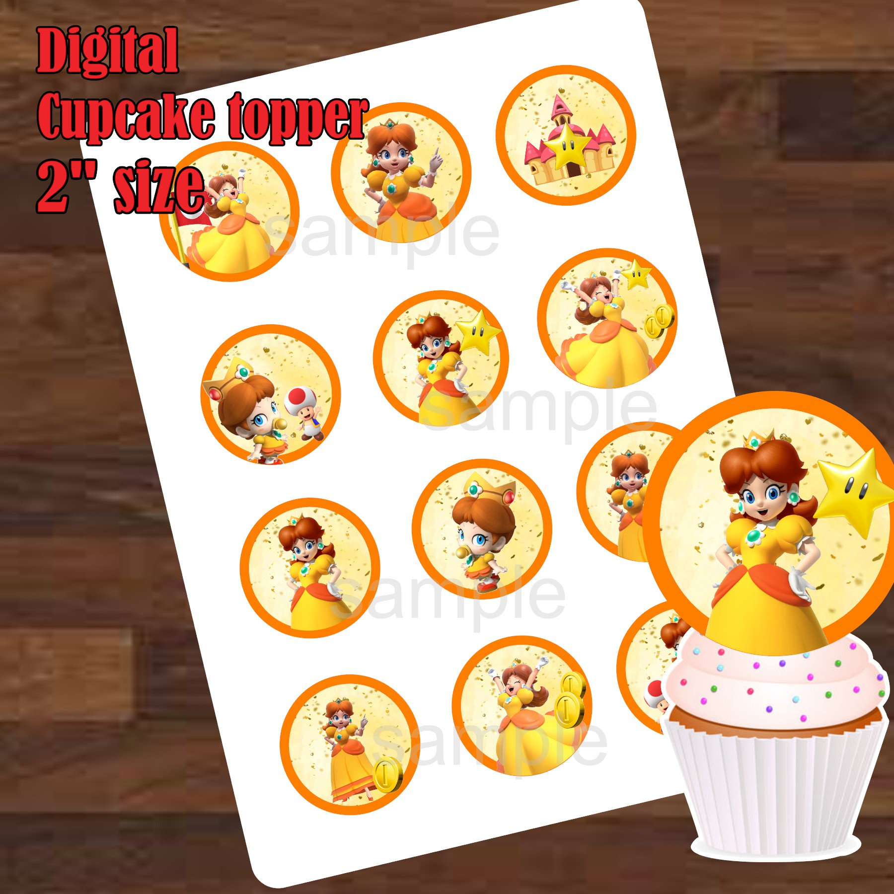 Princess Daisy Cupcake Topper, Princess Daisy Birthday, Princess Daisy ...
