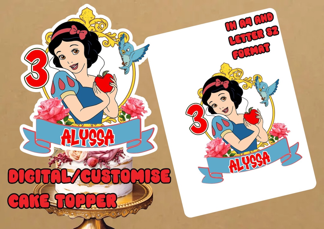 Princess, Princess Birthday, Snow White Cake Topper, Princess Birthday ...