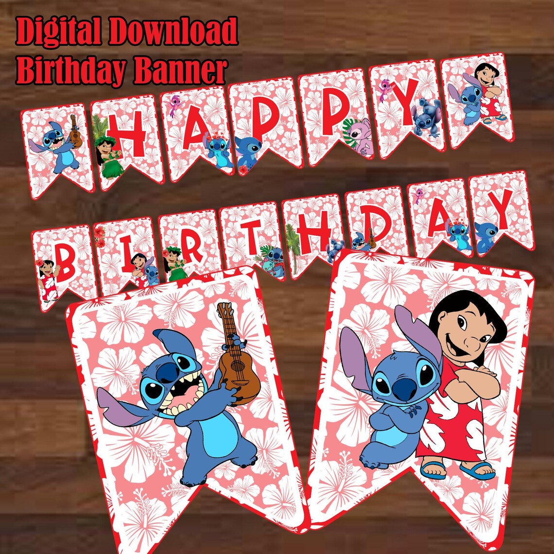 Lilo and Stitch Birthday Banner, Lilo and Stitch Birthday, Lilo and ...