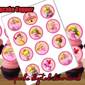 Princess Peach Cupcake Topper, Princess Peach Birthday, Princess Peach ...