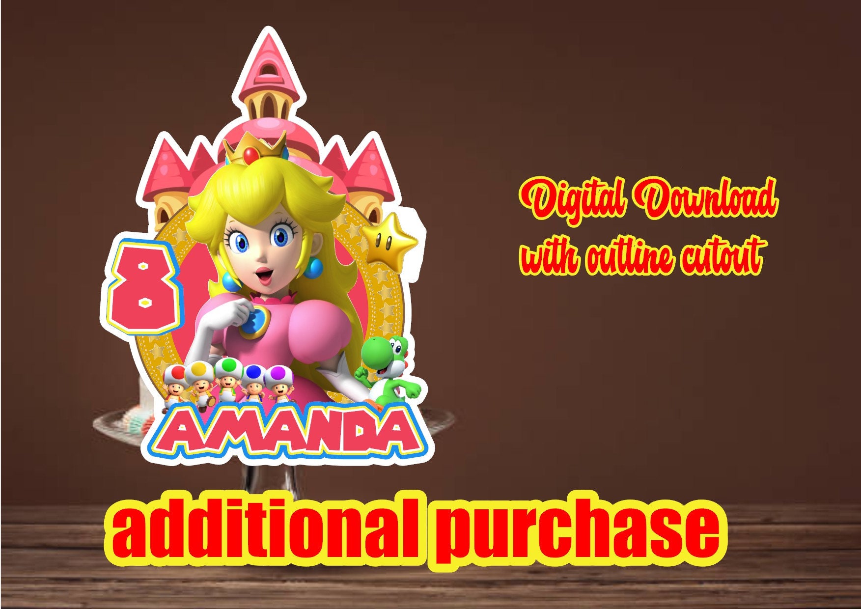 Princess Peach Cupcake Topper Princess Peach Birthday - Etsy