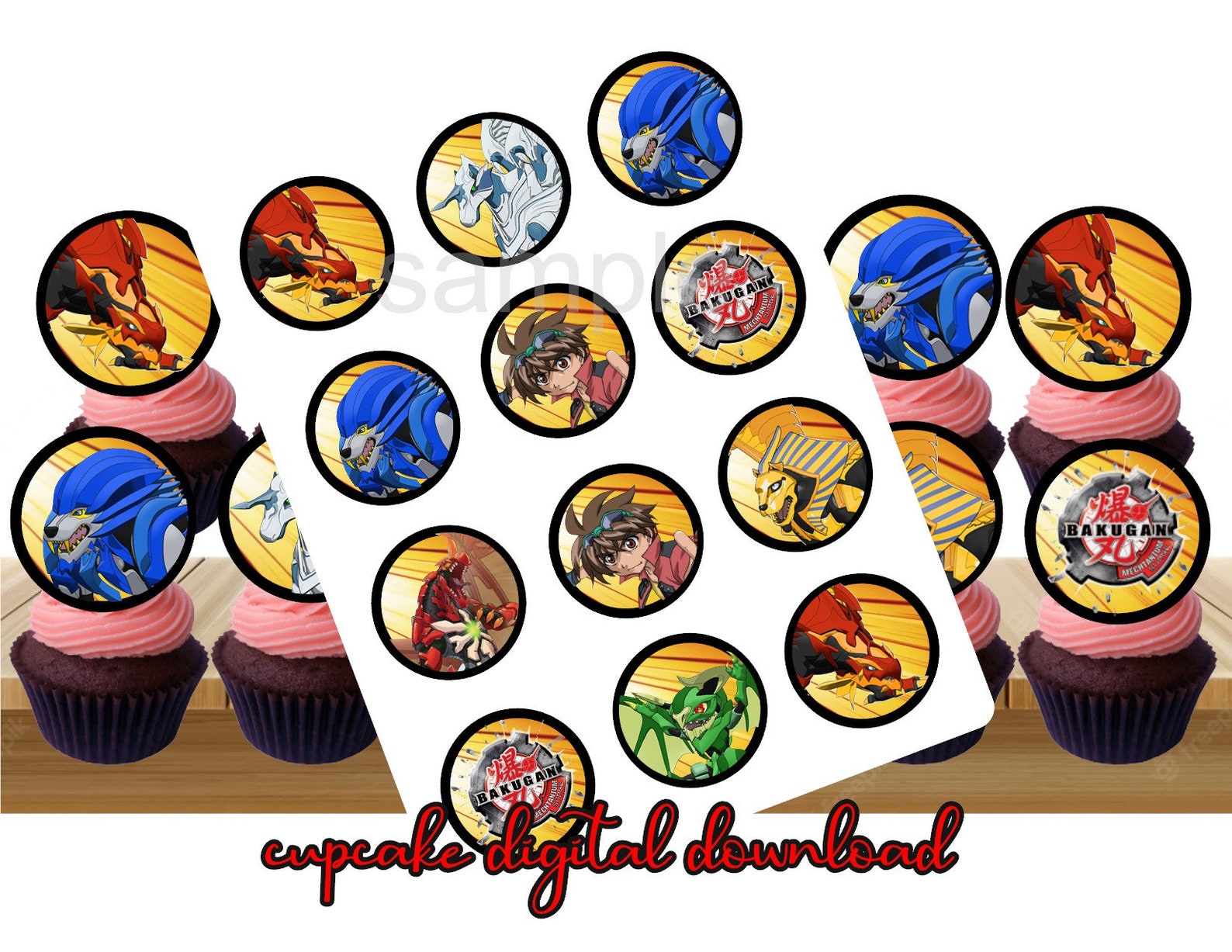 Bakugan Cupcake Topper, Bakugan, Bakugan Topper, Bakugan Birthday Party ...