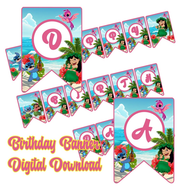 Lilo and Stitch Birthday Banner, Party Decoration (digital Download) - Etsy