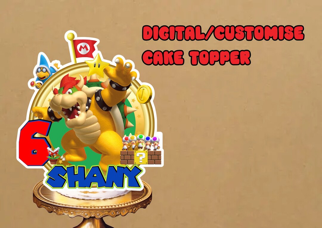 Supermario Cake Topper, Mario Birthday Cake Topper, Bowser Birthday ...