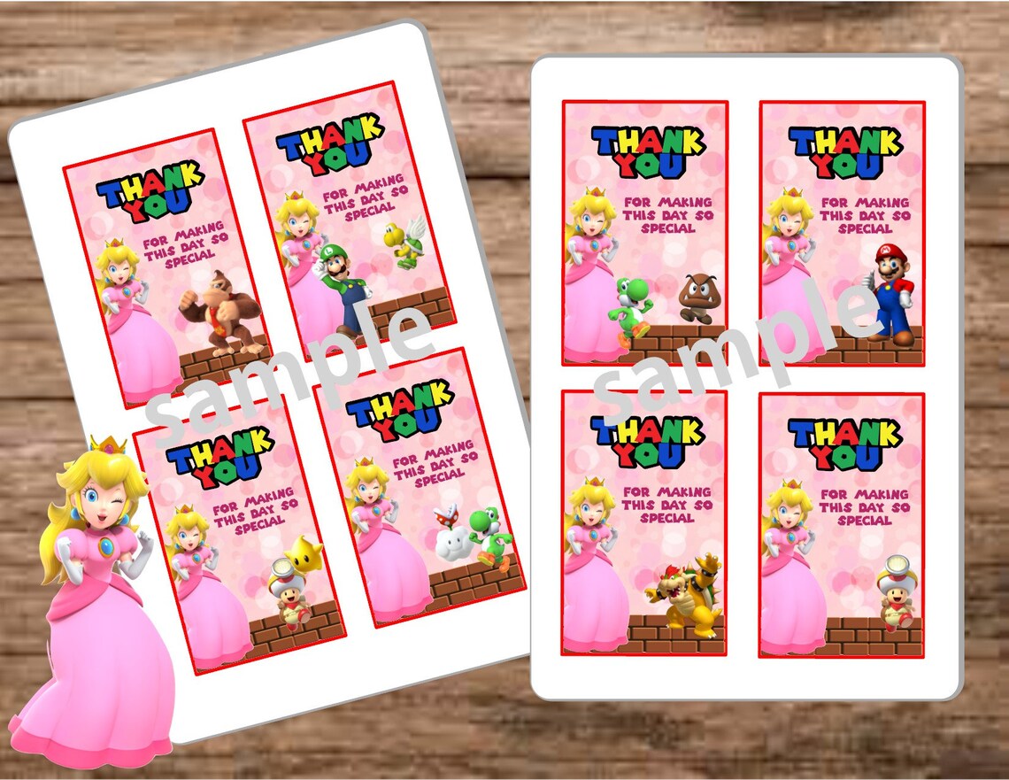 Mario Birthday, Princess Peach Thank You Tag, Princess Peach Birthday Party, Princess Peach ...