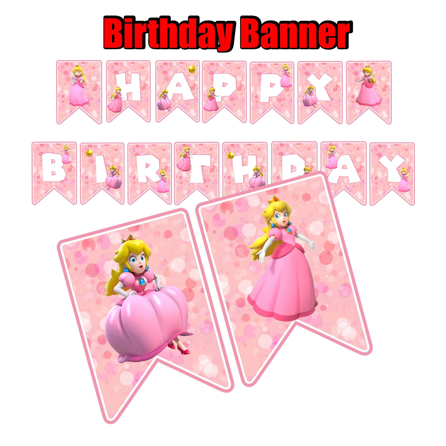 Princess Peach Birthday Banner Princess Peach Birthday Party - Etsy