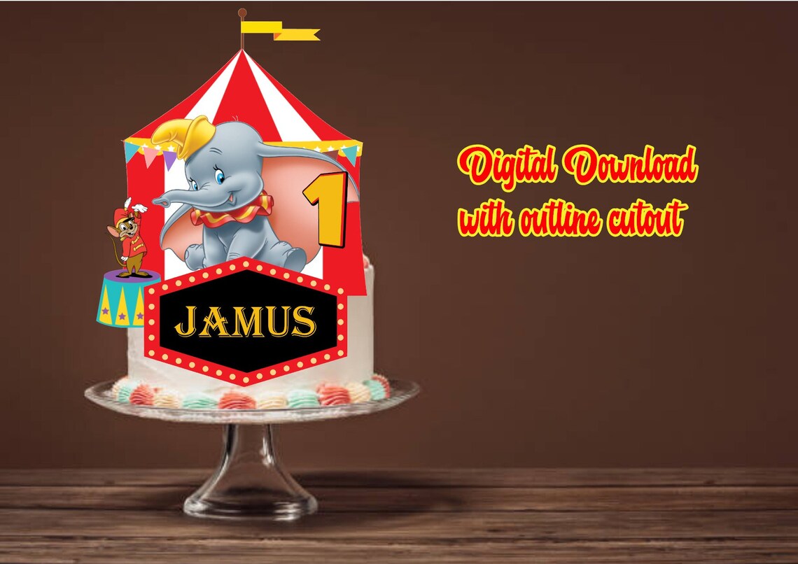 Dumbo Cake Topper, Dumbo Birthday Cake Topper, Dumbo Birthday Party ...