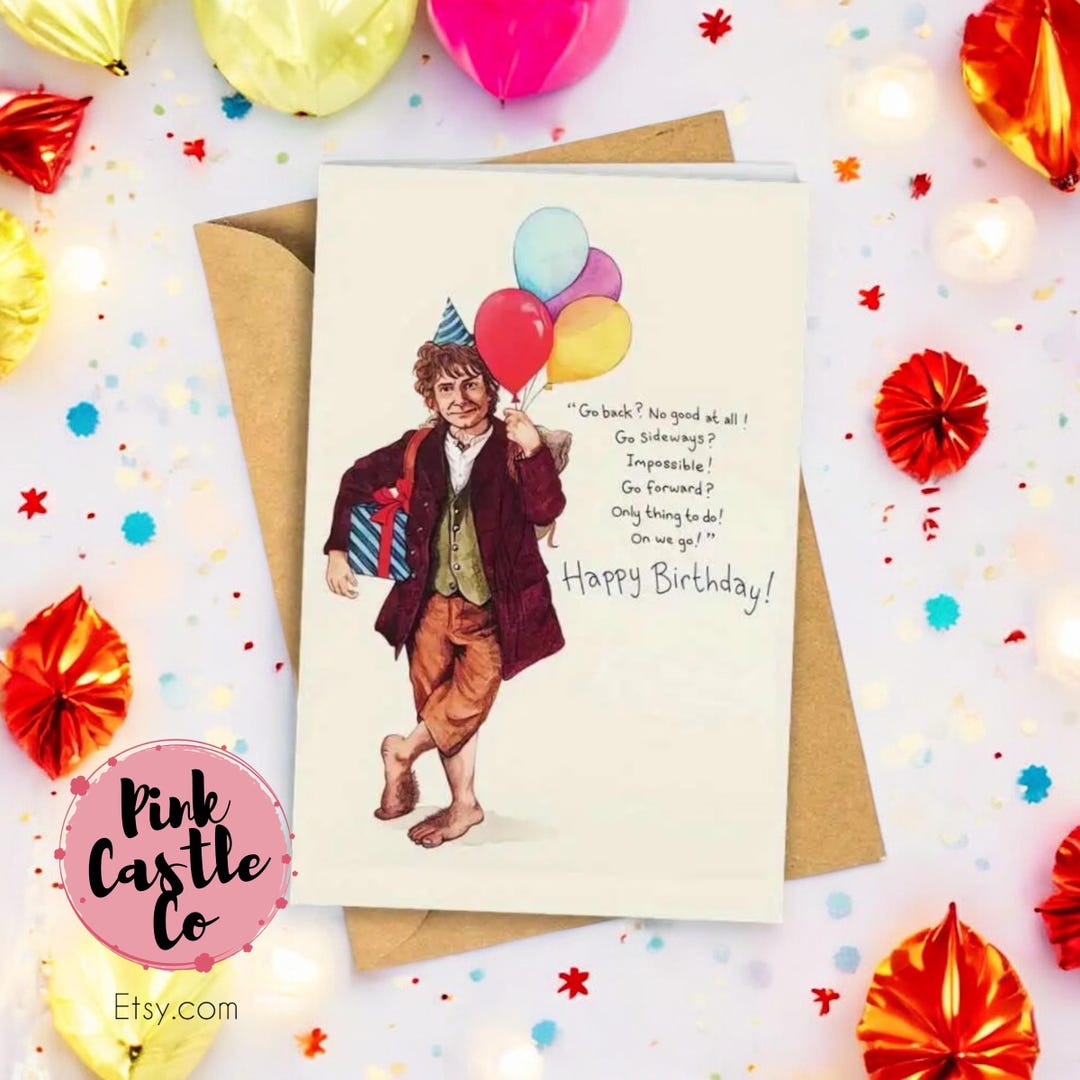 Fantasy-inspired Hobbit Bilbo Baggins Happy Birthday Card - Etsy