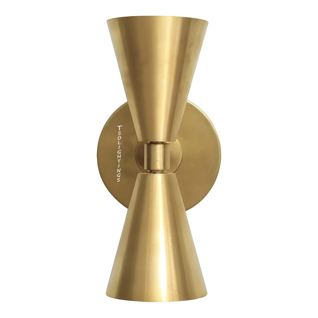 Double Cone Brass Bowtie Wall Sconce, Modern Lighting for Bedroom or Hallway, Sleek Accent Light ...
