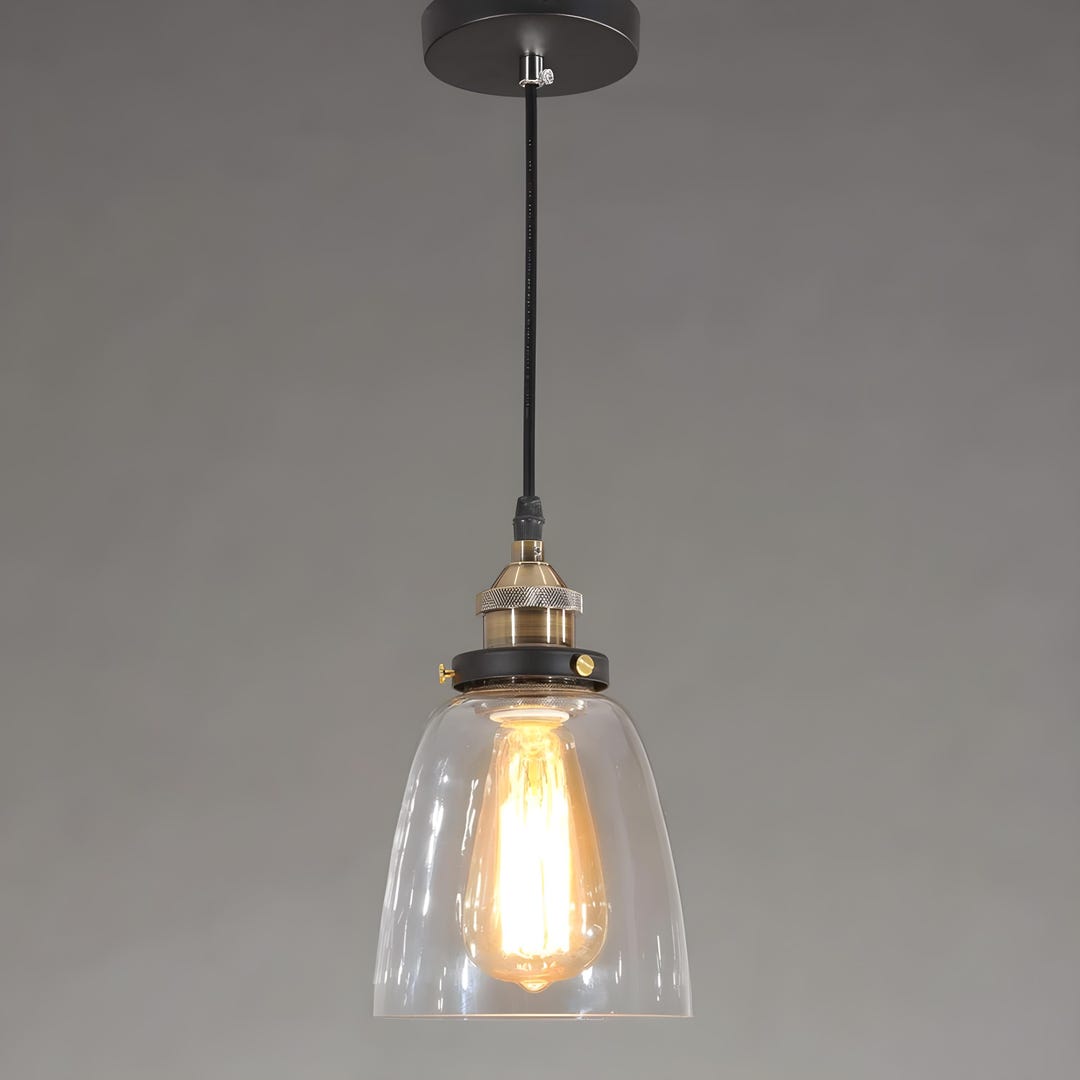 Industrial Pendant Light - Sputnik Retro Ceiling Lamp With Glass Shade ...