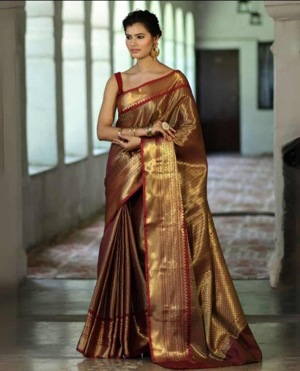 Kanjivaram Tissue Silk Saree: Banarasi Wedding Style - Etsy