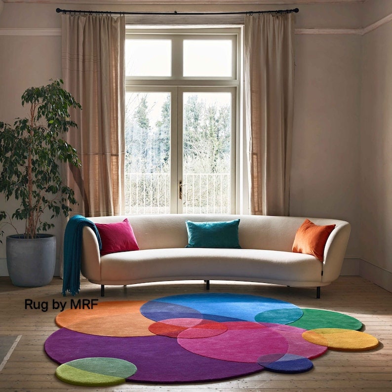 Bubble Multicolor Most Luxury Modern Handmade Wool Rug, Rugs for Living ...