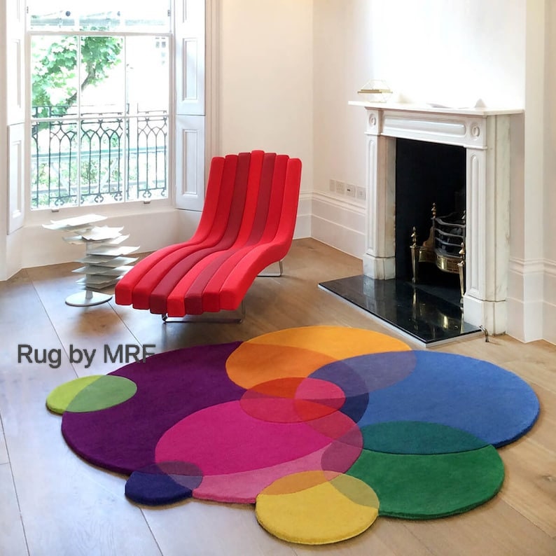 Bubble Multicolor Most Luxury Modern Handmade Wool Rug, Rugs for Living ...