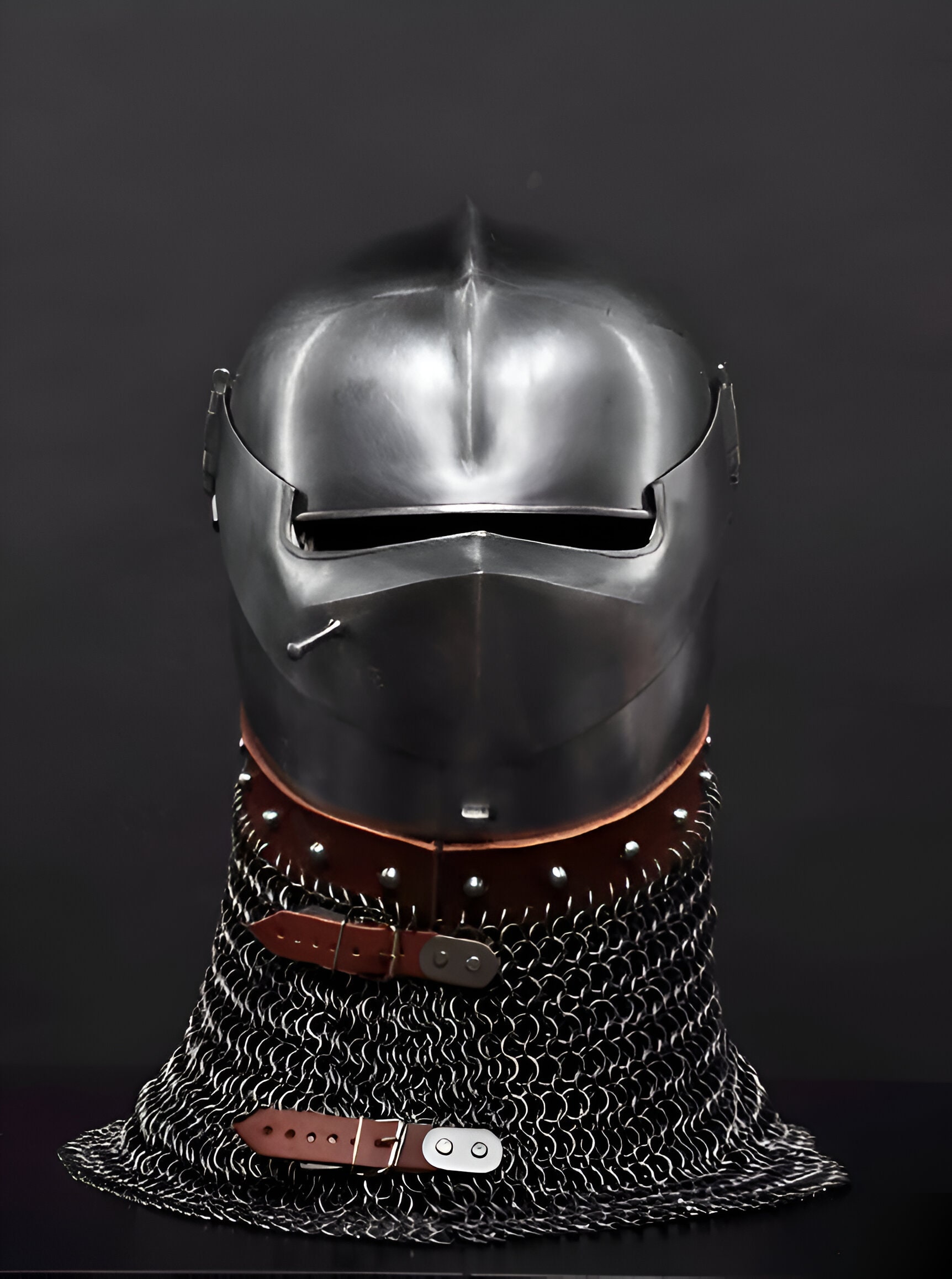 Knights Armor With Rondel, Gothic European Close Helmet 16 Gauge Steel ...