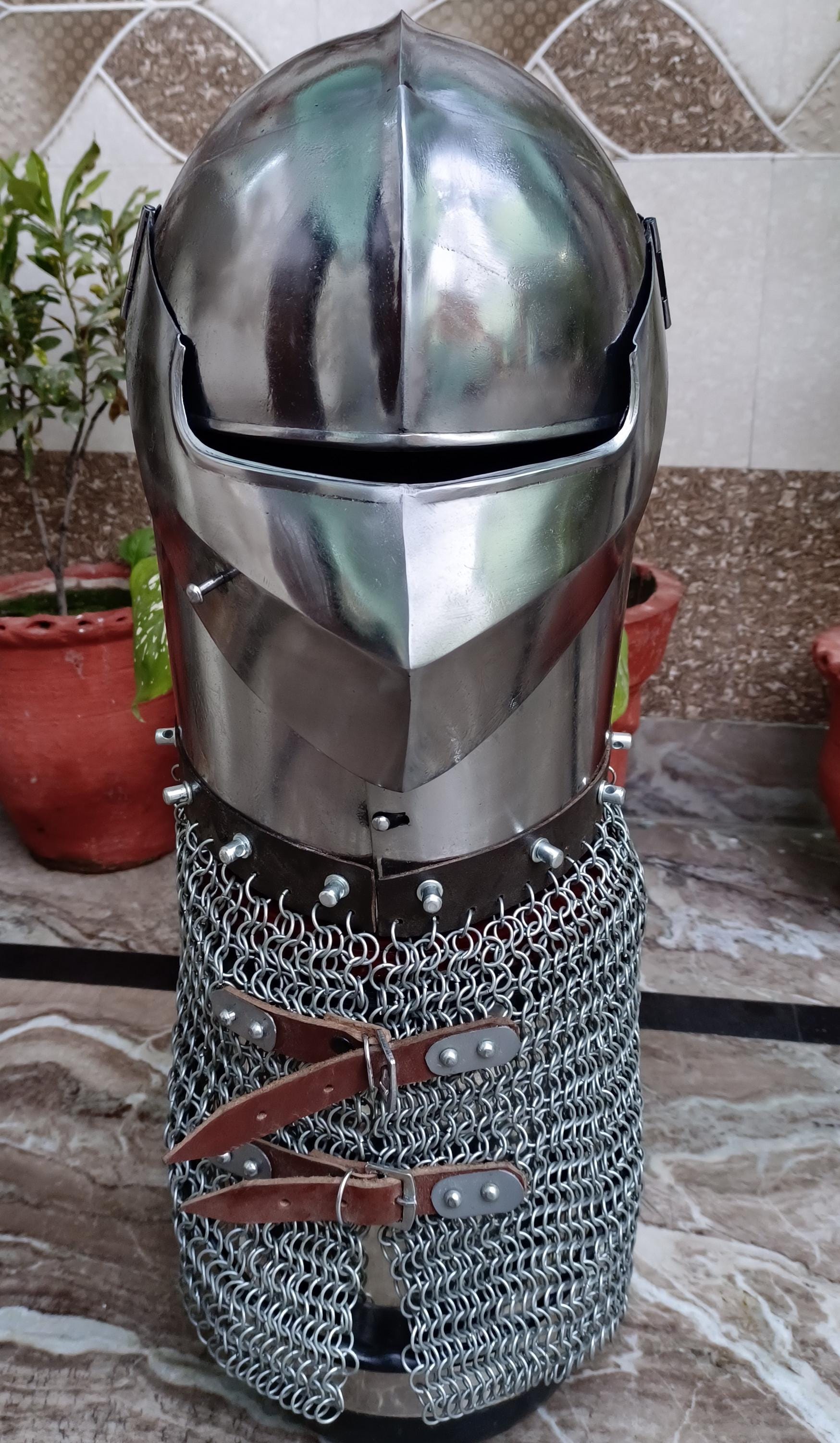 Knights Armor With Rondel, Gothic European Close Helmet 16 Gauge Steel ...