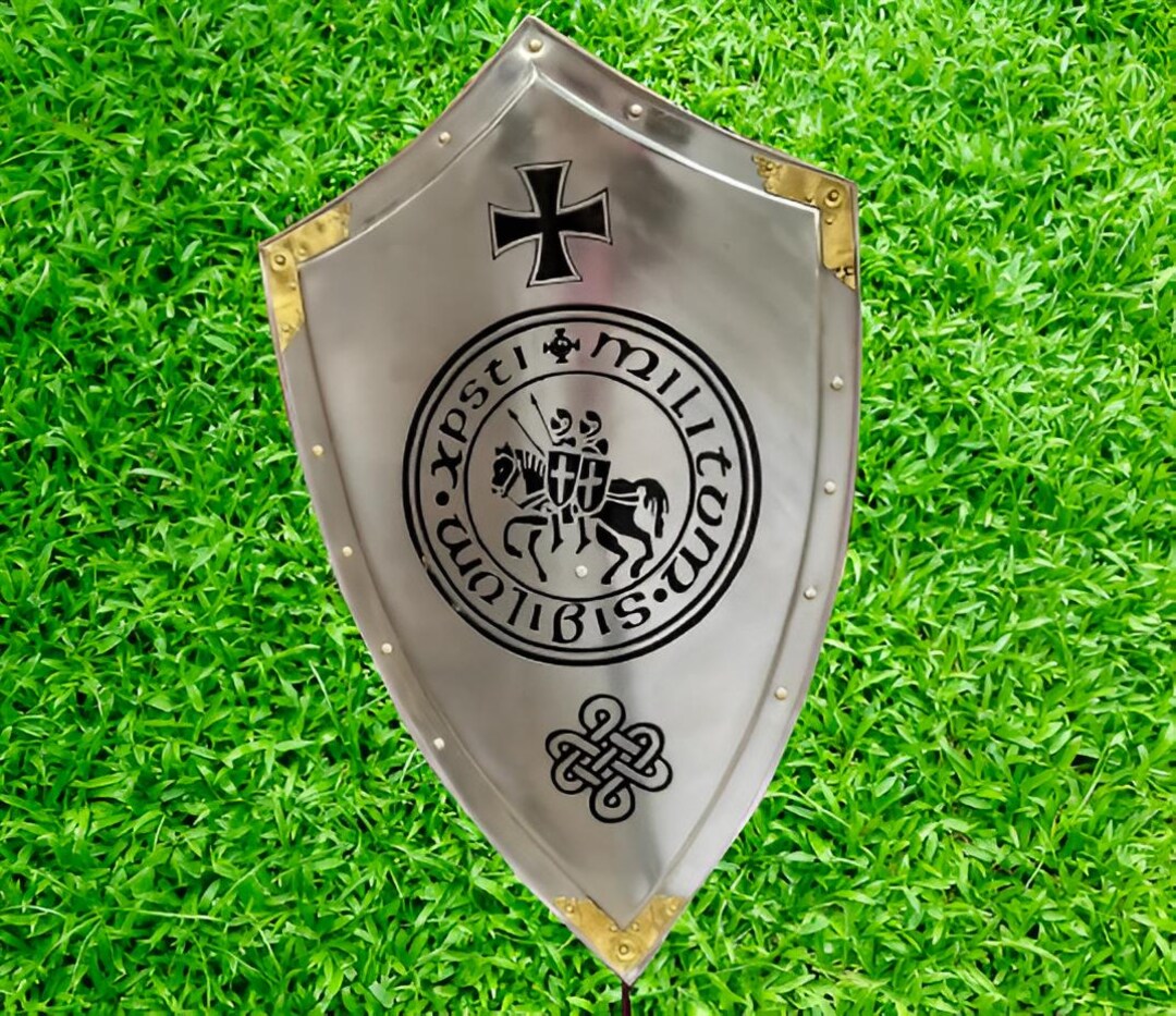 Personalized Medieval Etching Templar Shield | Knight Crusader Cross ...