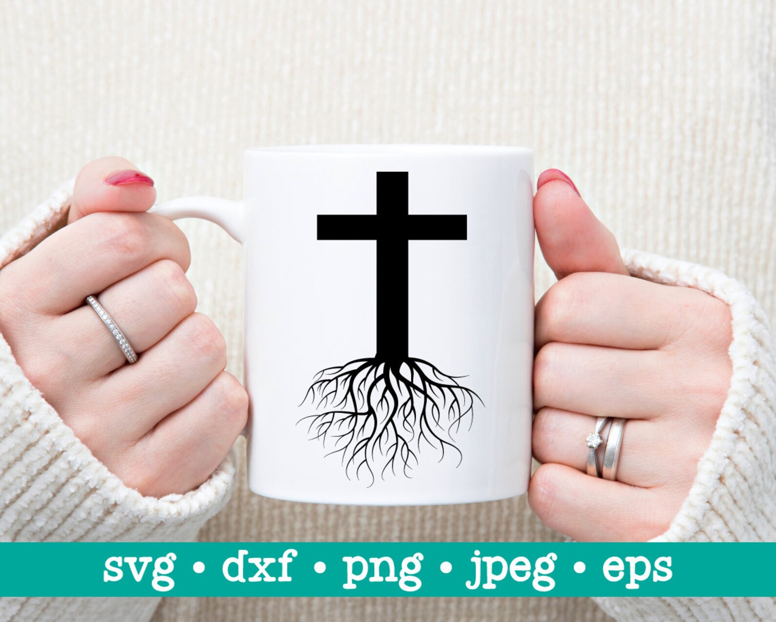 Cross With Tree Roots Svg, Cross With Tree Roots Dxf, Chrisitan Cross ...