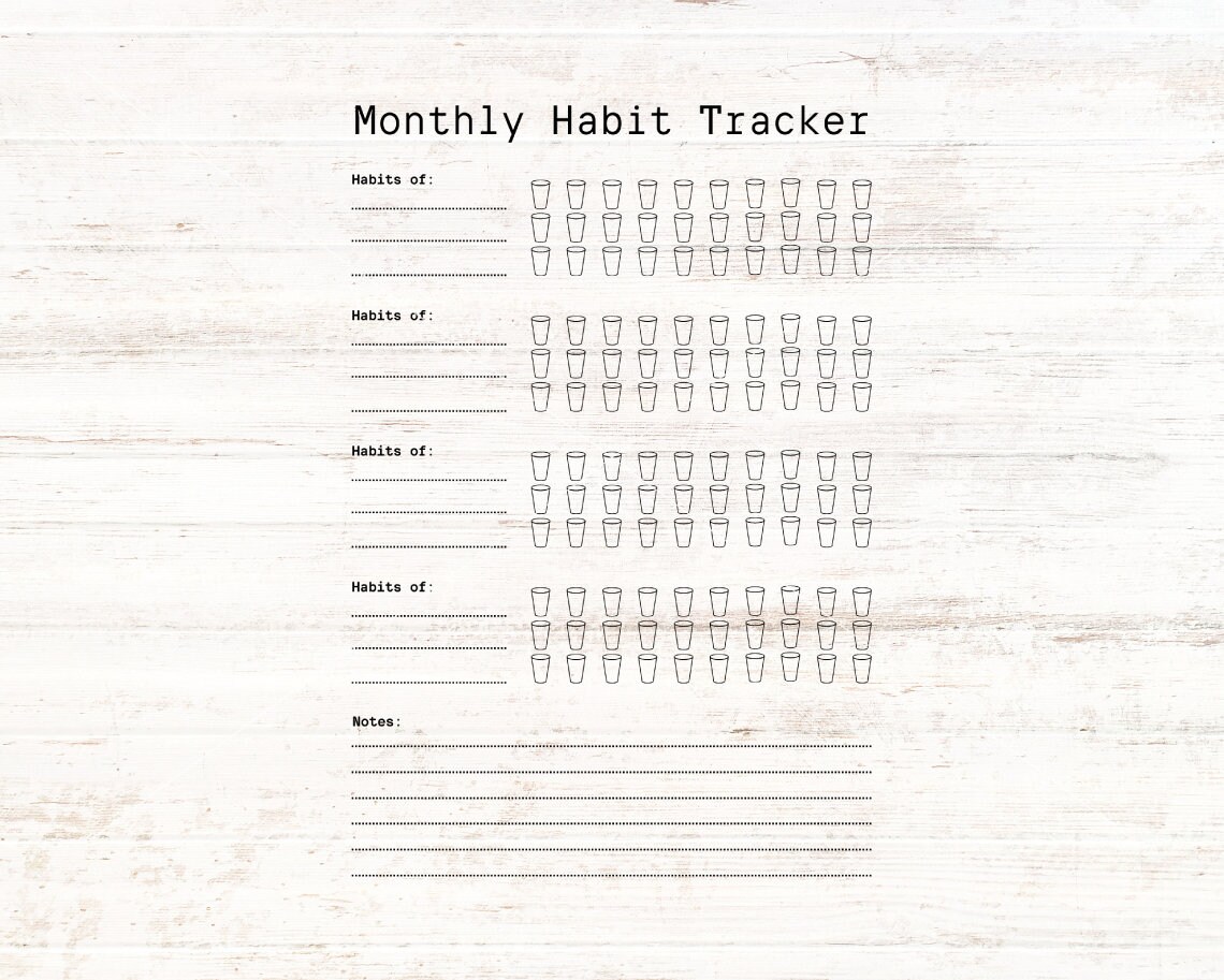Monthly Habit Tracker Printable Habit Tracker Template - Etsy