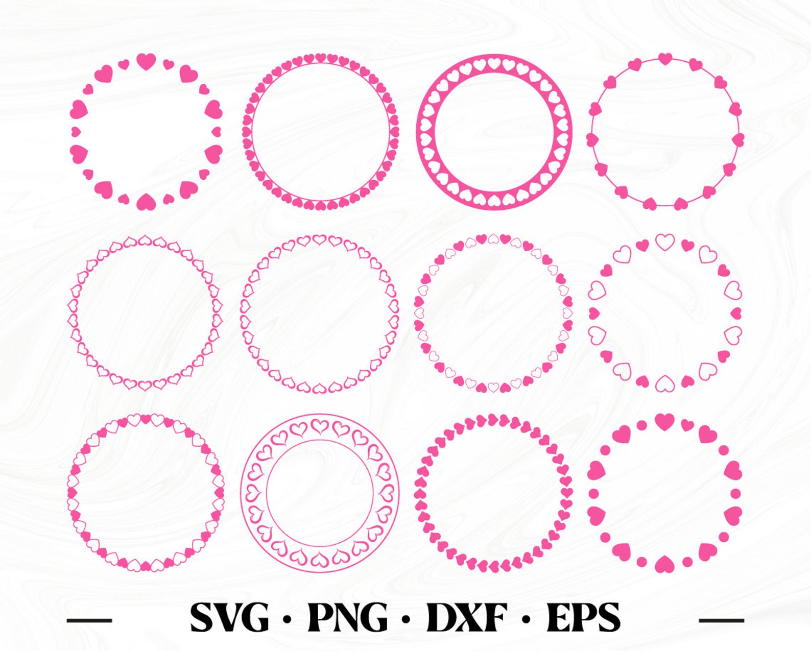 Heart Circle Svg Heart Monogram Svg Heart Frame Dxf Heart | Etsy