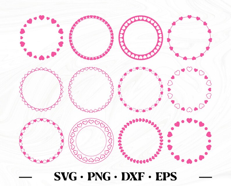 Heart Circle Svg Heart Monogram Svg Heart Frame Dxf Heart | Etsy