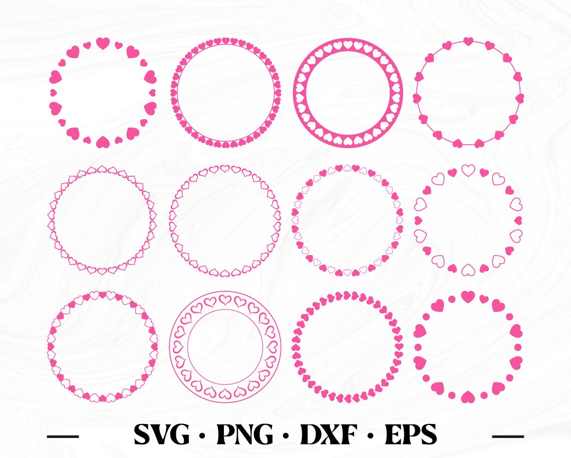 Heart Circle Svg Heart Monogram Svg Heart Frame Dxf Heart | Etsy