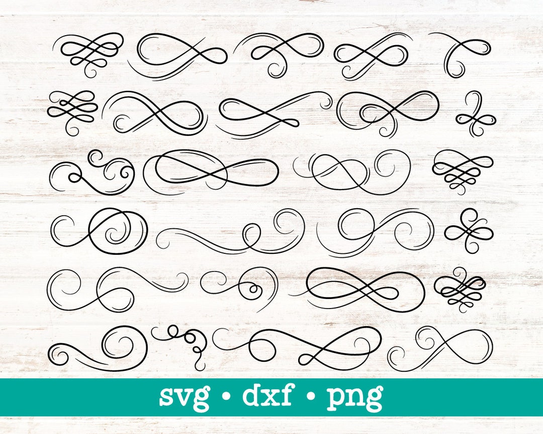 Swirl Bundle, Swirl Dxf, Flourish Svg, Swoosh Svg, Swoosh Dxf, Stroke ...