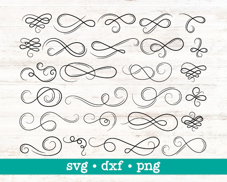 Swirl Bundle Swirl Dxf Flourish Svg Swoosh Svg Swoosh Dxf - Etsy