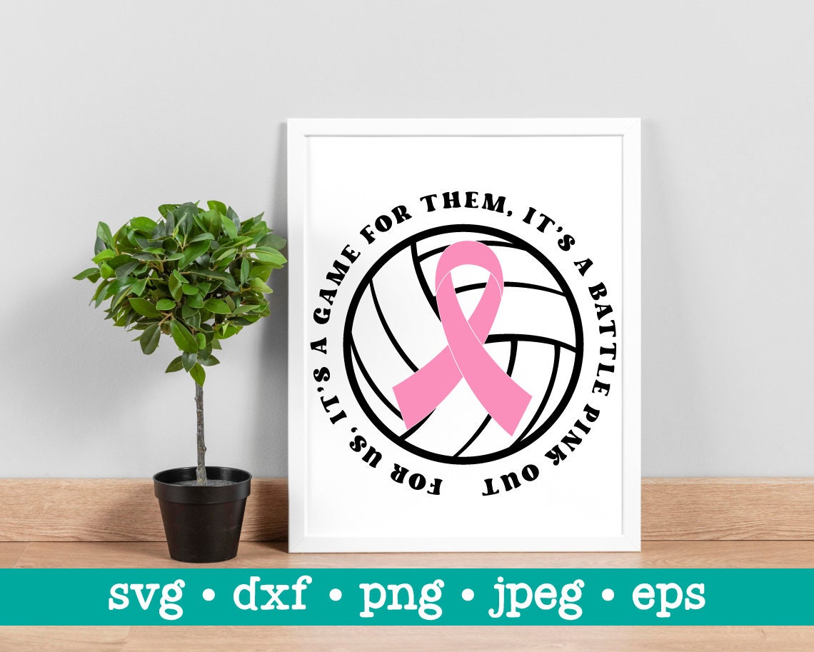 Volleyball Breast Cancer Ribbon Svg, Tackle Cancer Svg, Breast Cancer ...
