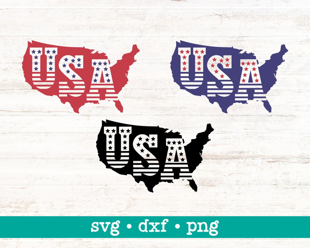 Usa Svg Usa Png Usa Dxf Usa Cut Files Usa Red Stars Svg 4th Of