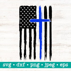 Thin Blue Line Svg, Cross Thin Blue Line Svg, Thin Blue Line Cross Svg ...
