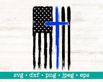 Handcrafted Wooden Thin Blue Line Cross - Etsy