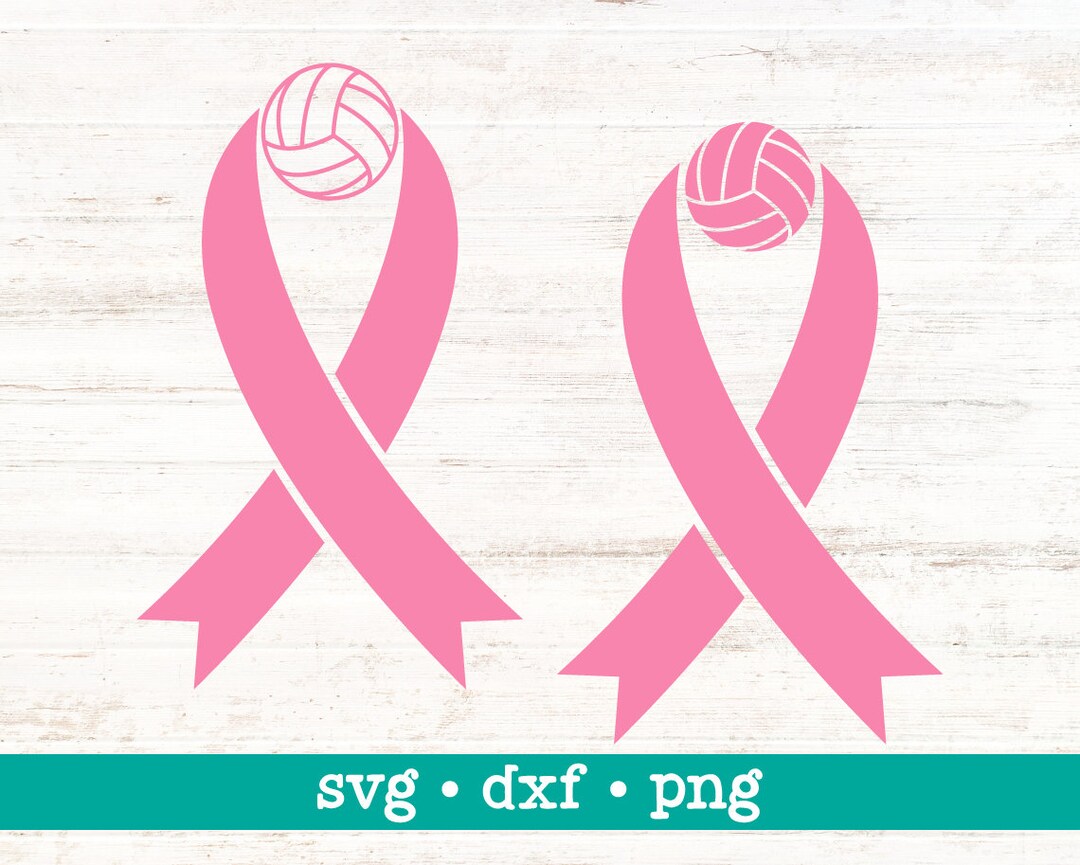 Volleyball Breast Cancer Ribbon Svg, Volleyball Cancer Ribbon Dxf ...