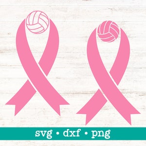 Volleyball Breast Cancer Ribbon Svg, Volleyball Cancer Ribbon Dxf ...